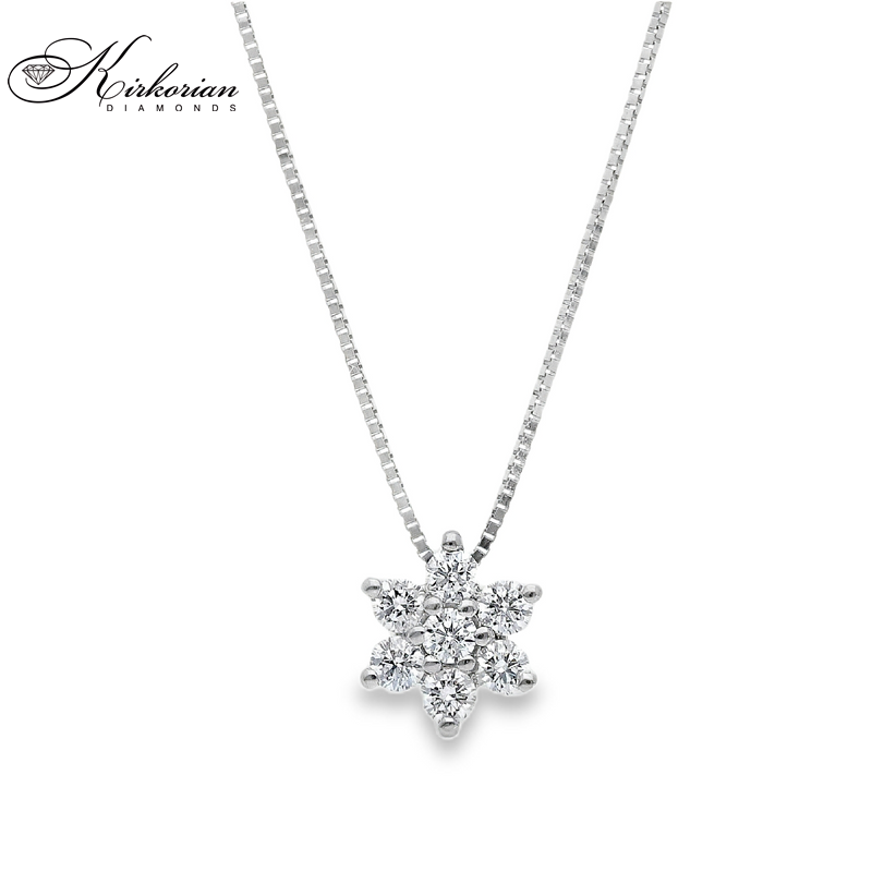 Колие звезда от бяло злато 18К с диаманти 0.18ct – Kirkorian Diamonds ...