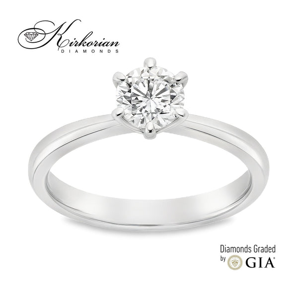 Класически пръстен с диамант 0.70ct GIA – Бяло злато 14k | Kirkorian ...